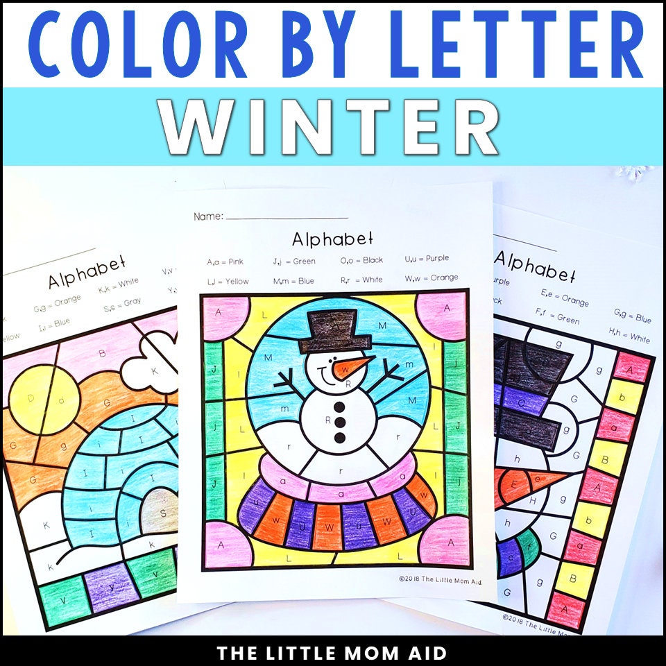 Winter Color by Letter Alphabet Coloring Pages Letter - Etsy