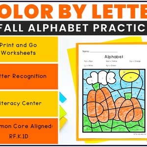 Fall Color by Letter - Alphabet Coloring Pages, Letter Recognition ...