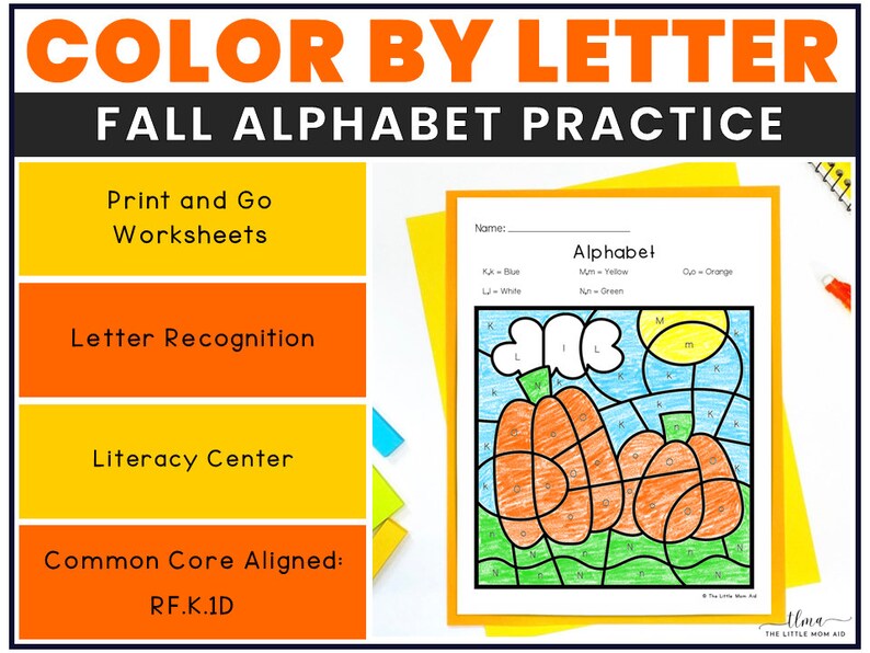 Fall Color by Letter - Alphabet Coloring Pages, Letter Recognition ...