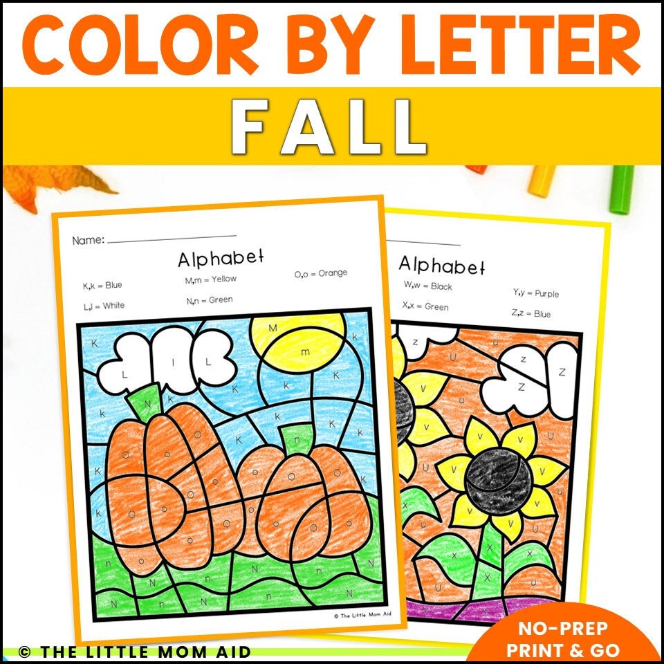 Fall Color by Letter - Alphabet Coloring Pages, Letter Recognition ...
