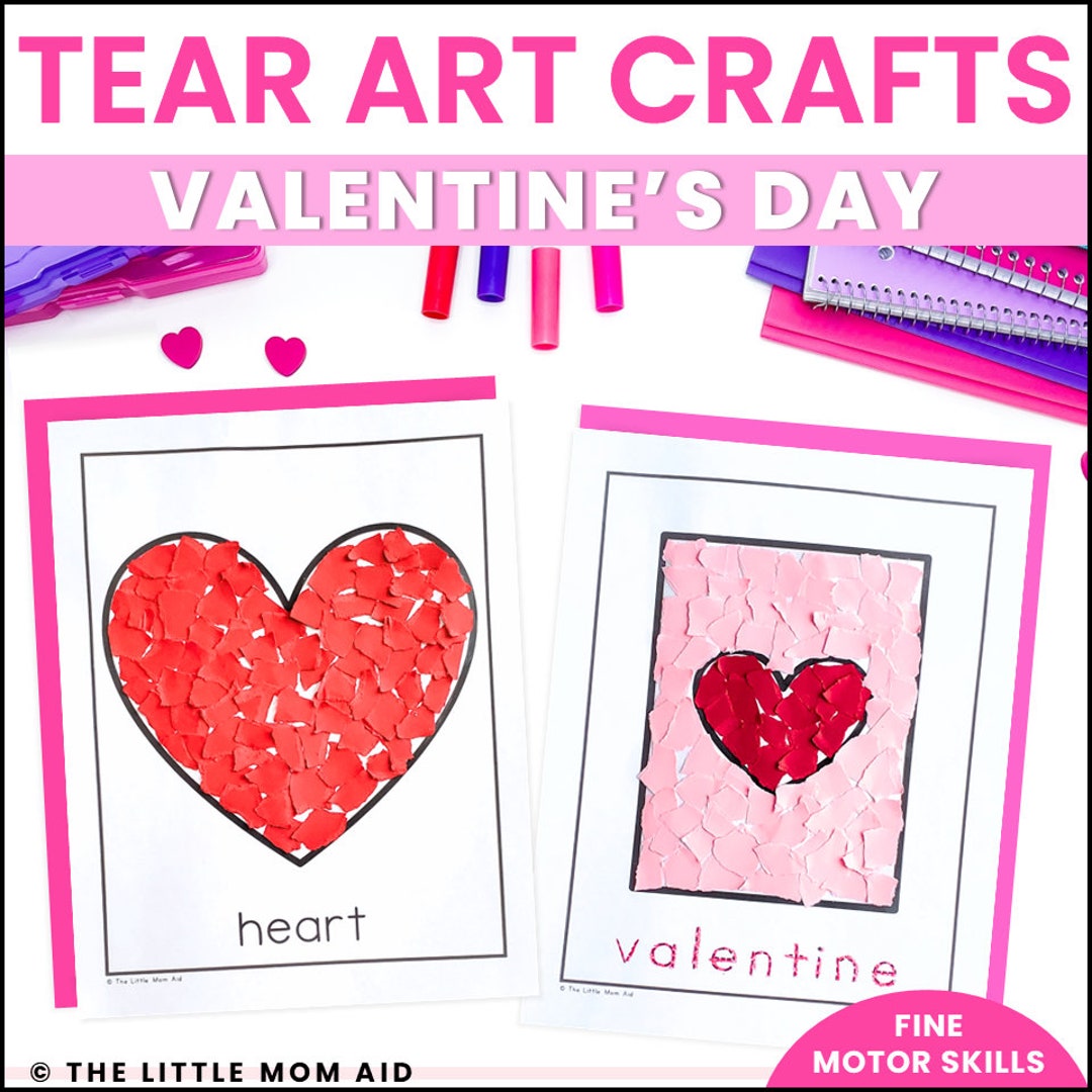Valentine's Day Tear Art Crafts - Preschool and Kindergarten Fine Motor ...