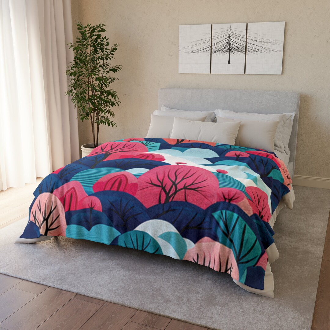 Abstract Tree Blanket, Colourful Blanket, Warm and Soft, Colourful ...