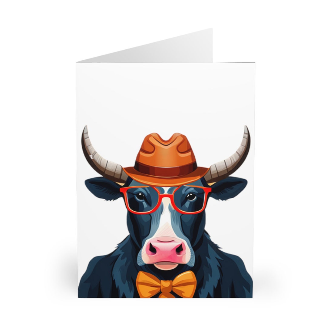 Cow Cards 5 Pack Cow Print, Retro Print, Retro Poster, Cards for Any ...