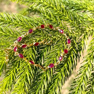 14k Solid Gold/natural Ruby Tennis Bracelet - Etsy