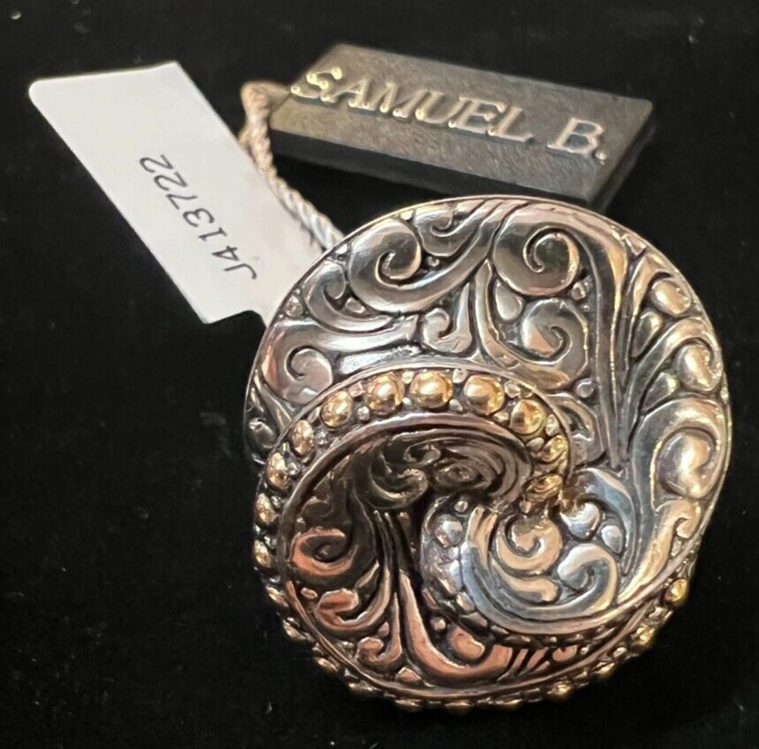 Samuel B. .925 Sterling Silver & 18k Gold Balinese Swirl Ring - Etsy