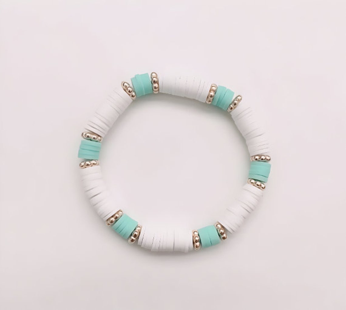 Teal Summer Bracelets || Clay Bead Bracelet Set || One Random Color ...
