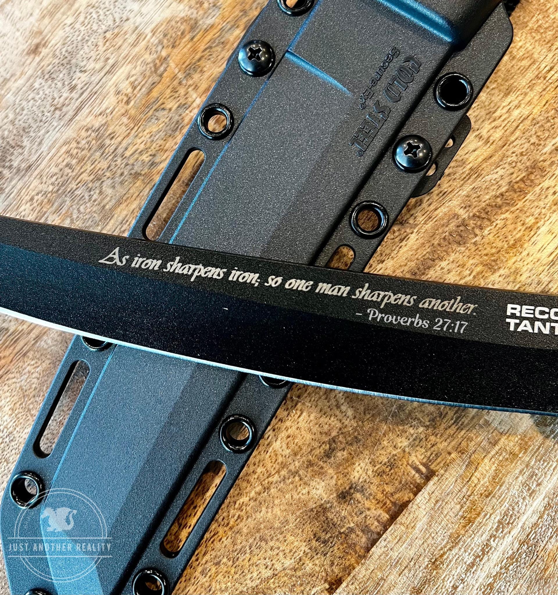 Iron Sharpens Iron Knife, Mens Bible Study, Proverbs 27:17, Engraved ...