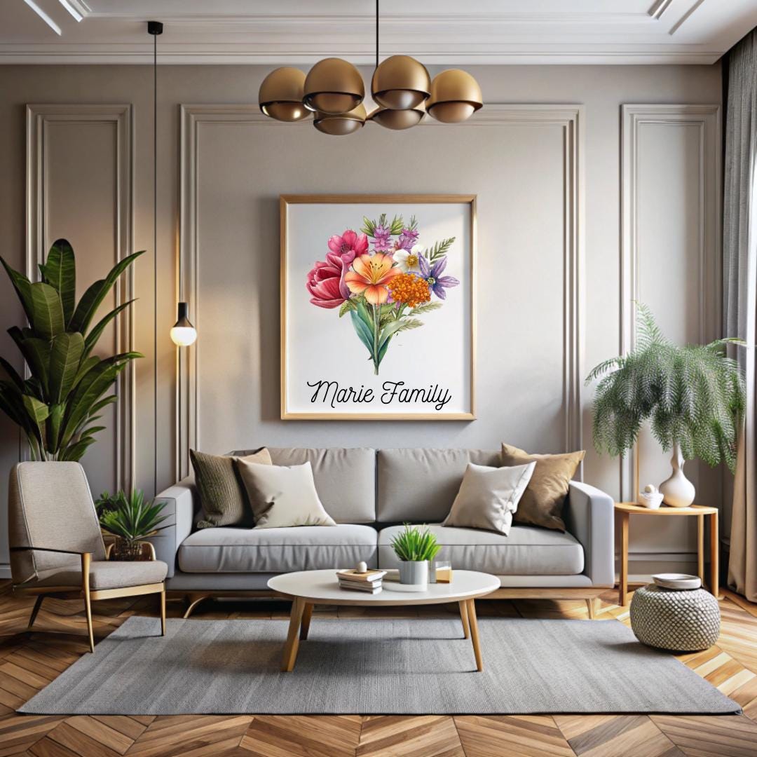 DIGITAL Custom Family Birth Flower Bouquet /family Birth Month Tattoo ...