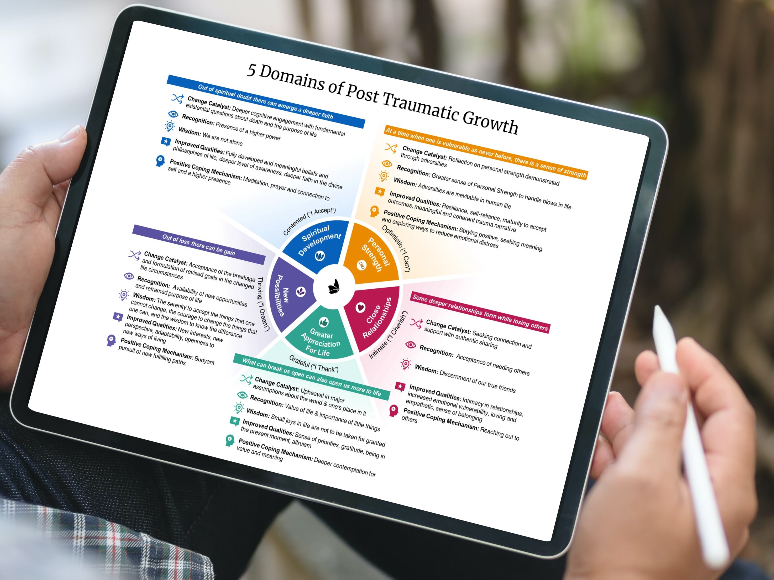 5 Domains of Post Traumatic Growth Visual Aid for Therapists or Self ...
