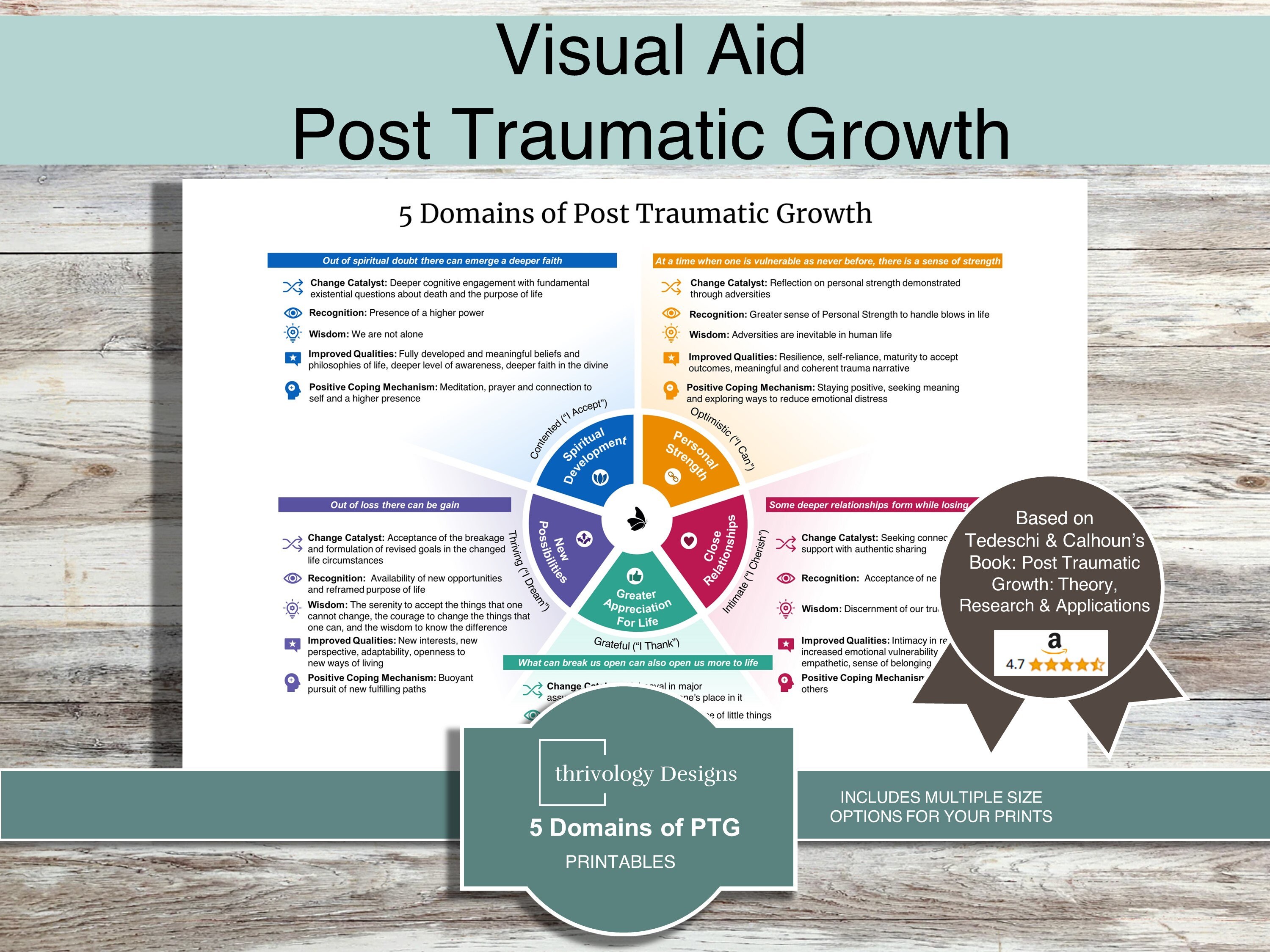 5 Domains of Post Traumatic Growth Visual Aid for Therapists or Self ...