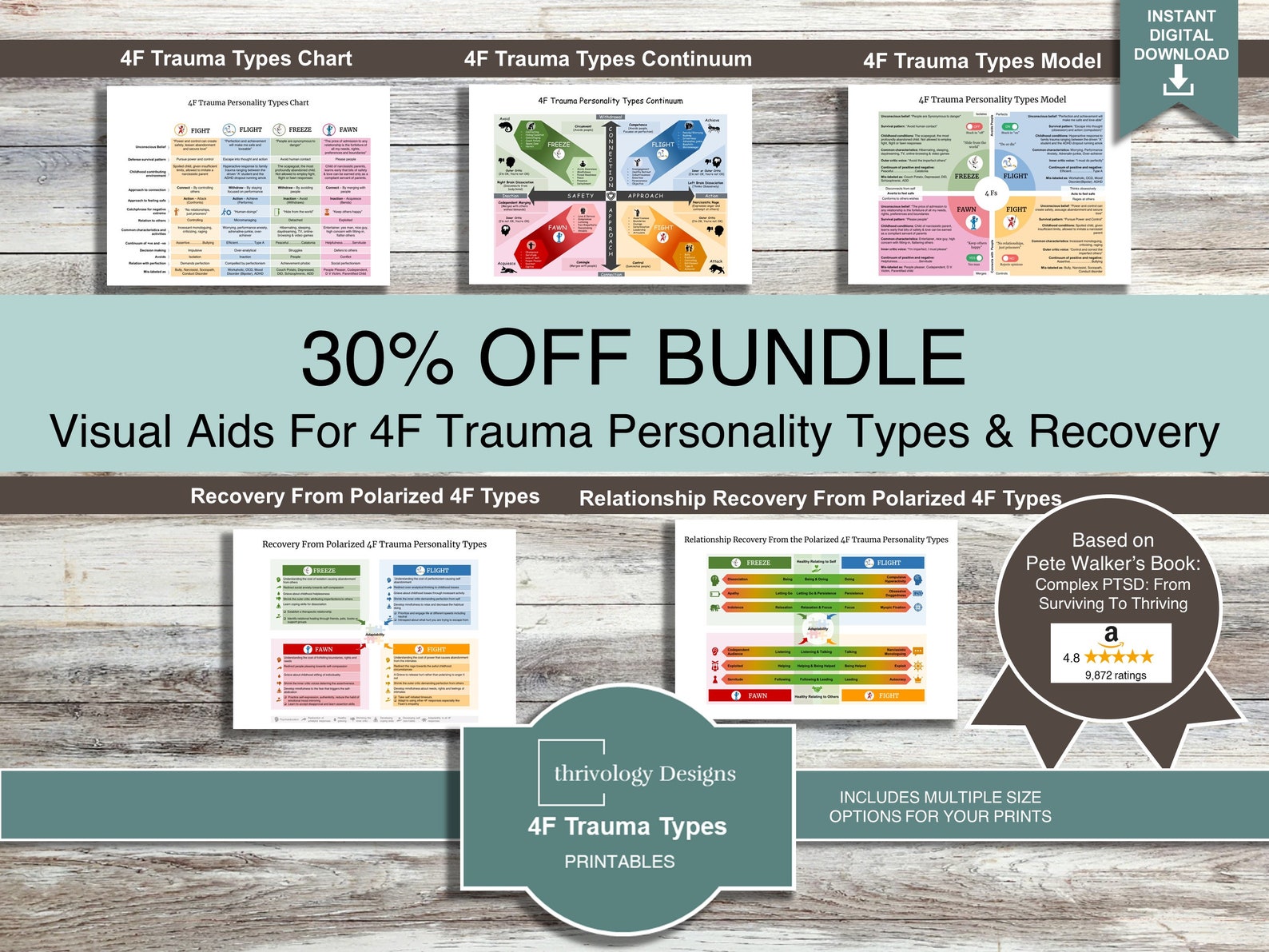 4F Trauma Types & Recovery Visual Aids Bundle (PDF) - Etsy