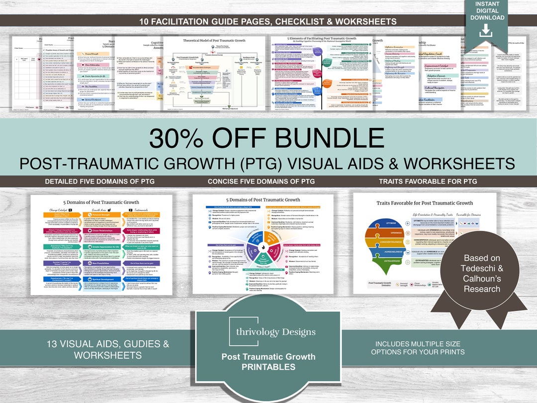 Post-traumatic Growth Visual Aids Bundle, Therapist Tools (digital ...