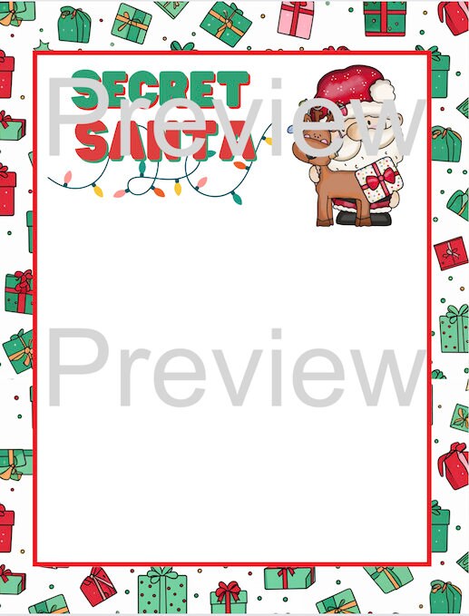 Secret Santa Printable, Secret Santa Gift Exchange, Christmas, Holiday ...