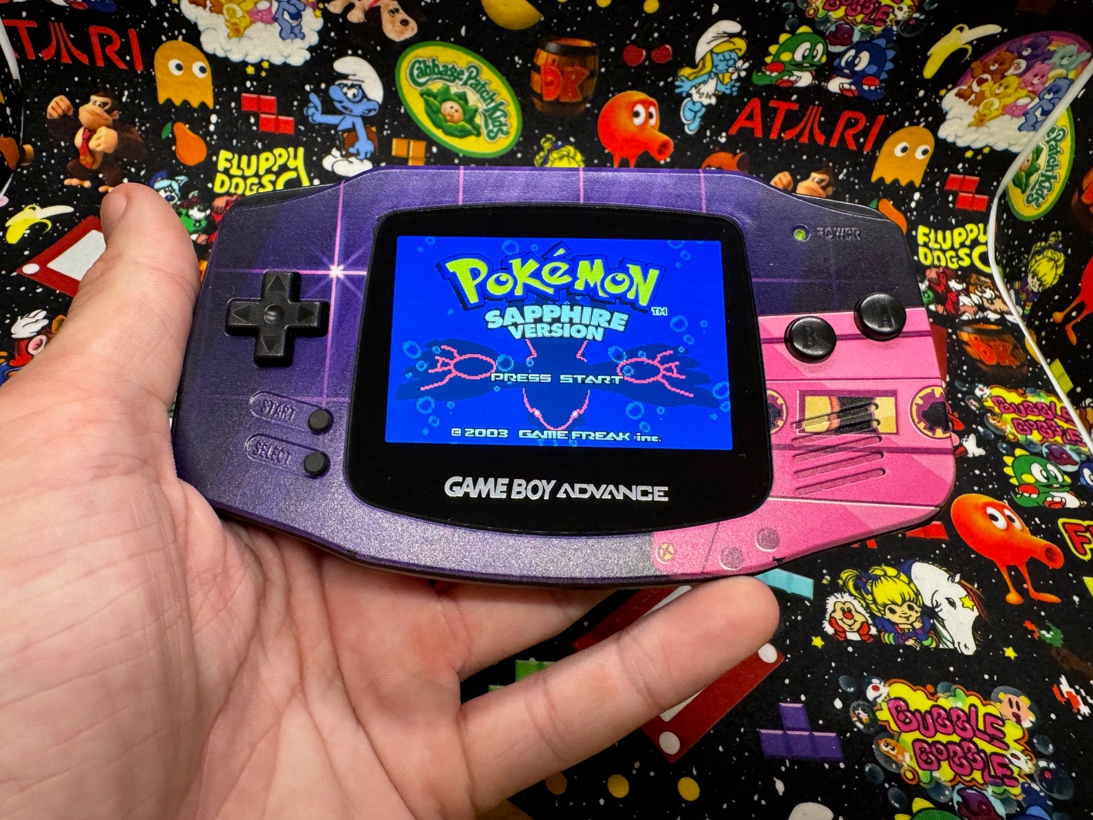 Modded Gameboy Advance With IPS Screen Upgrade and UV Printed Retro Six ...