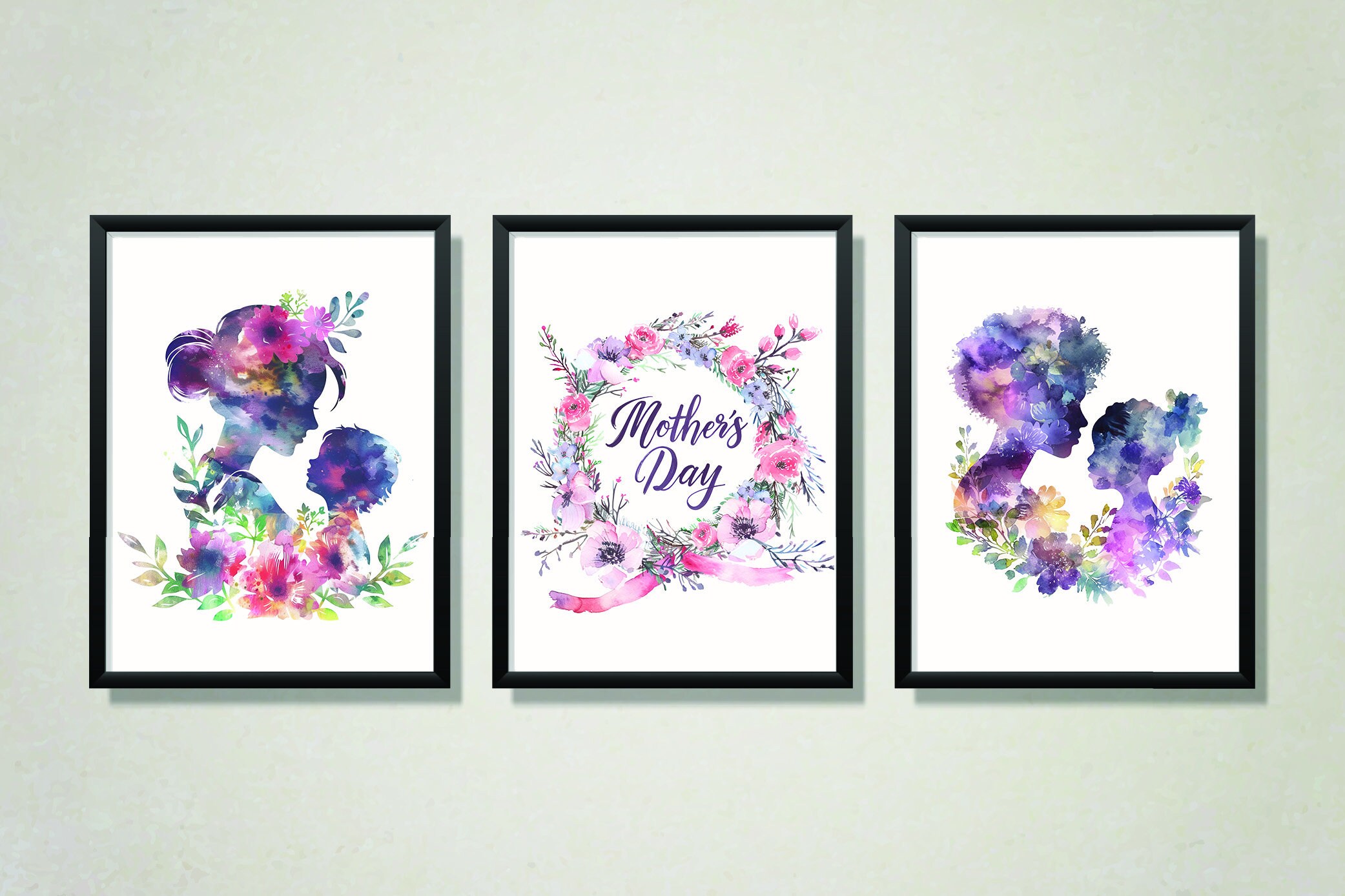 Watercolor Mother's Day Clipart, Floral Mothers Day Bundle, Mother and ...