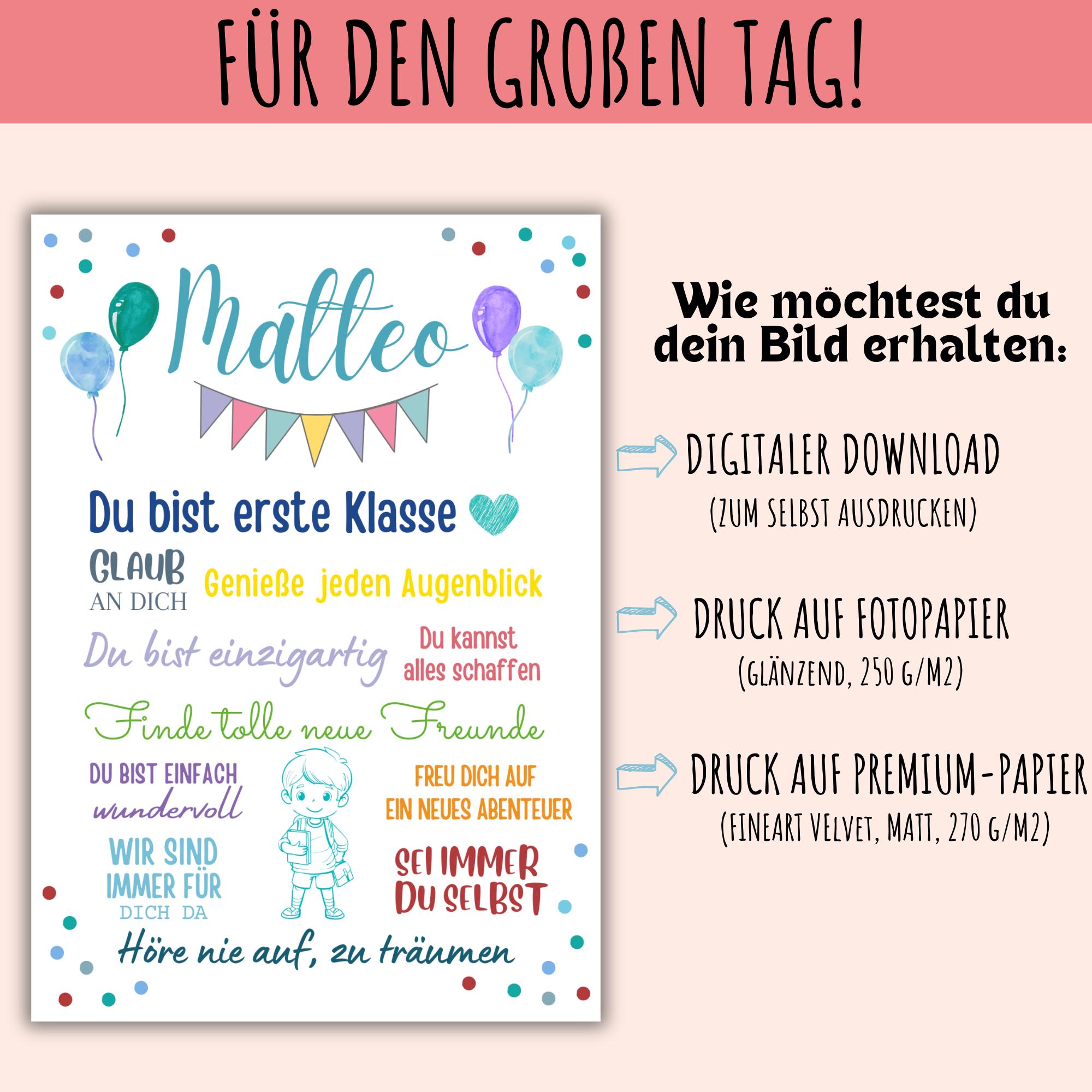 Mut machen Kinder Affirmation Poster Personalisiert Patenkind Geschenk ...