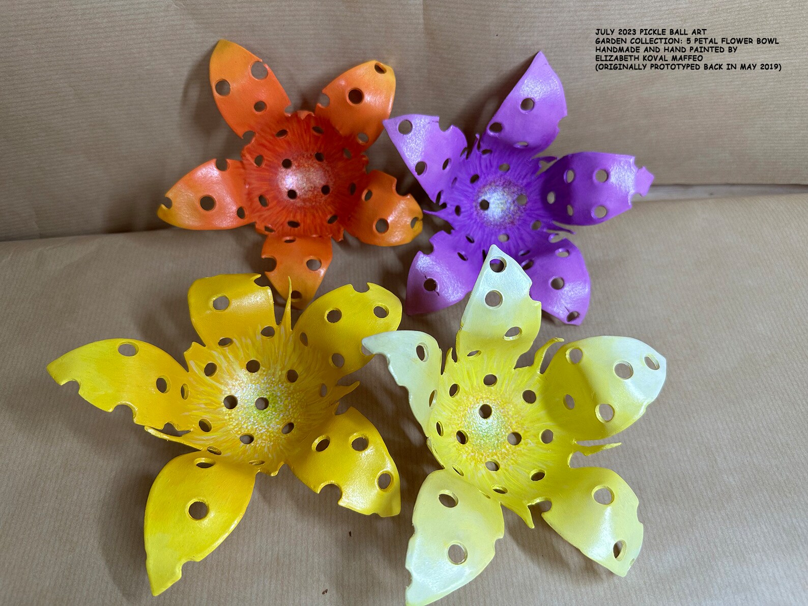 Flower Bowl (5 Petals) - Handmade Recycled Pickleball Art (free ...