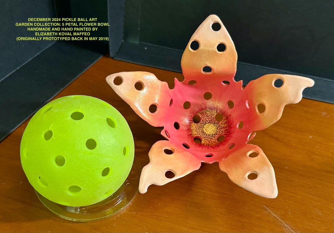Peachypink Flower Bowl (5 Petals) - Handmade Recycled Pickleball Art ...