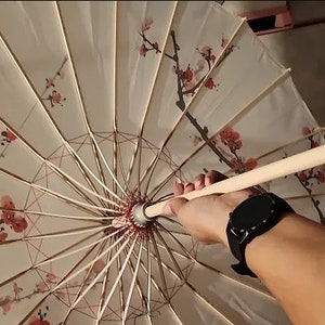 82cm Red Silk Cloth Parasol With Pionyes Vintage Handcrafted ...