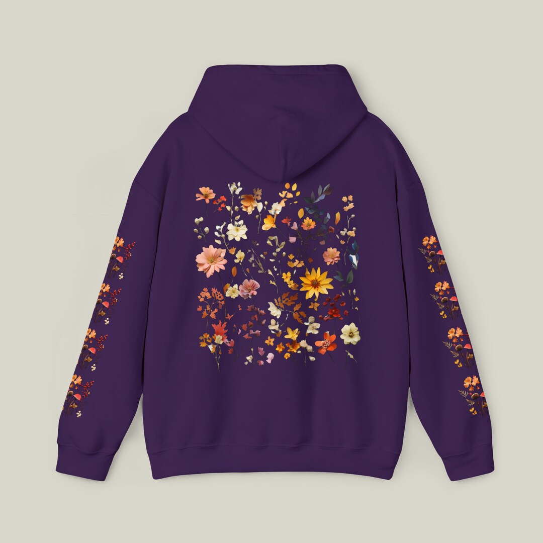 Autumn Wildflowers Hoodie Front Back Sleevs Print Pressed - Etsy