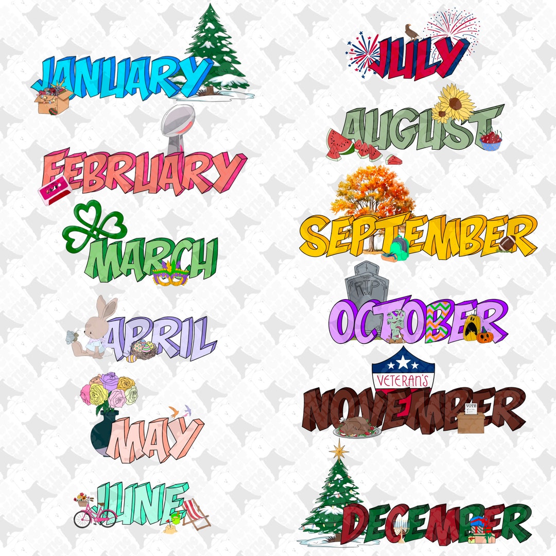 Months Digital Sticker Pack Goodnotes Stickers Collection Colorful ...
