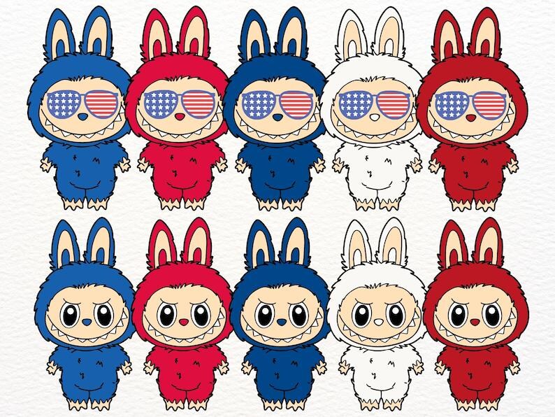 4th of July Labubu SVG Bundle, Patriotic Labubu PNG, Independence Day ...