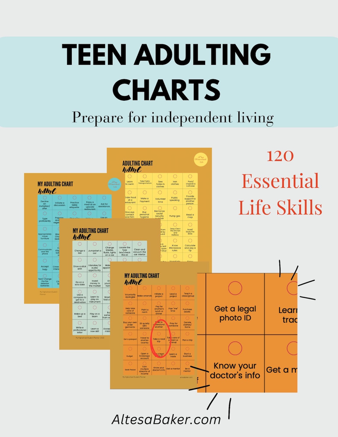 Teen “adulting” Pre-filled Charts - Etsy