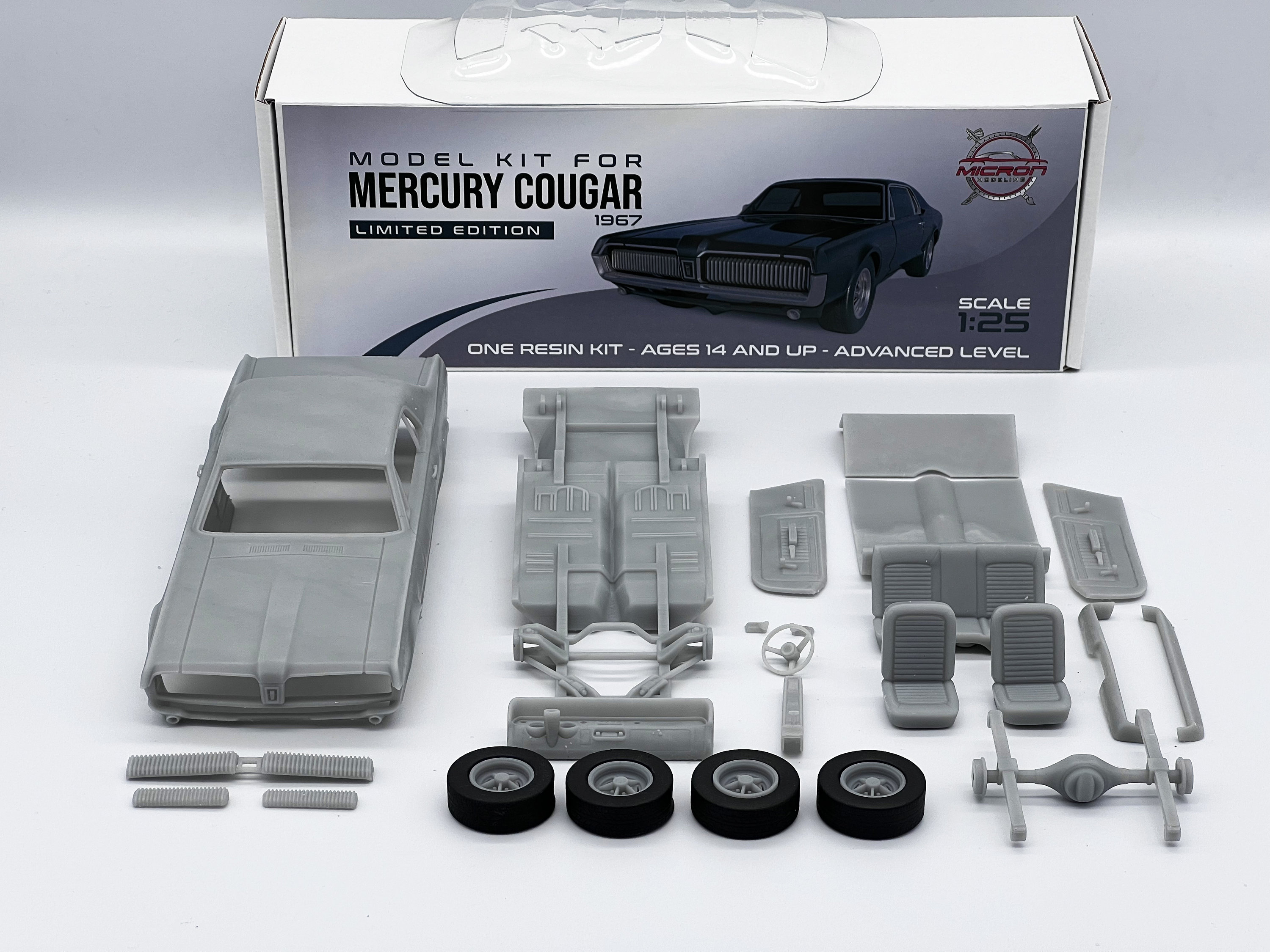 1:24 Mercury Cougar 1967 Model Kit Unpainted Resin Kit With Clear ...