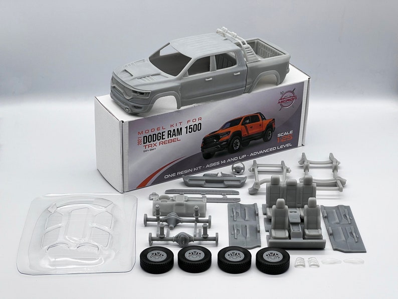 1:25 RAM 1500 TRX Rebel 5th Gen Resin Model Kit With Rubber Tires and ...