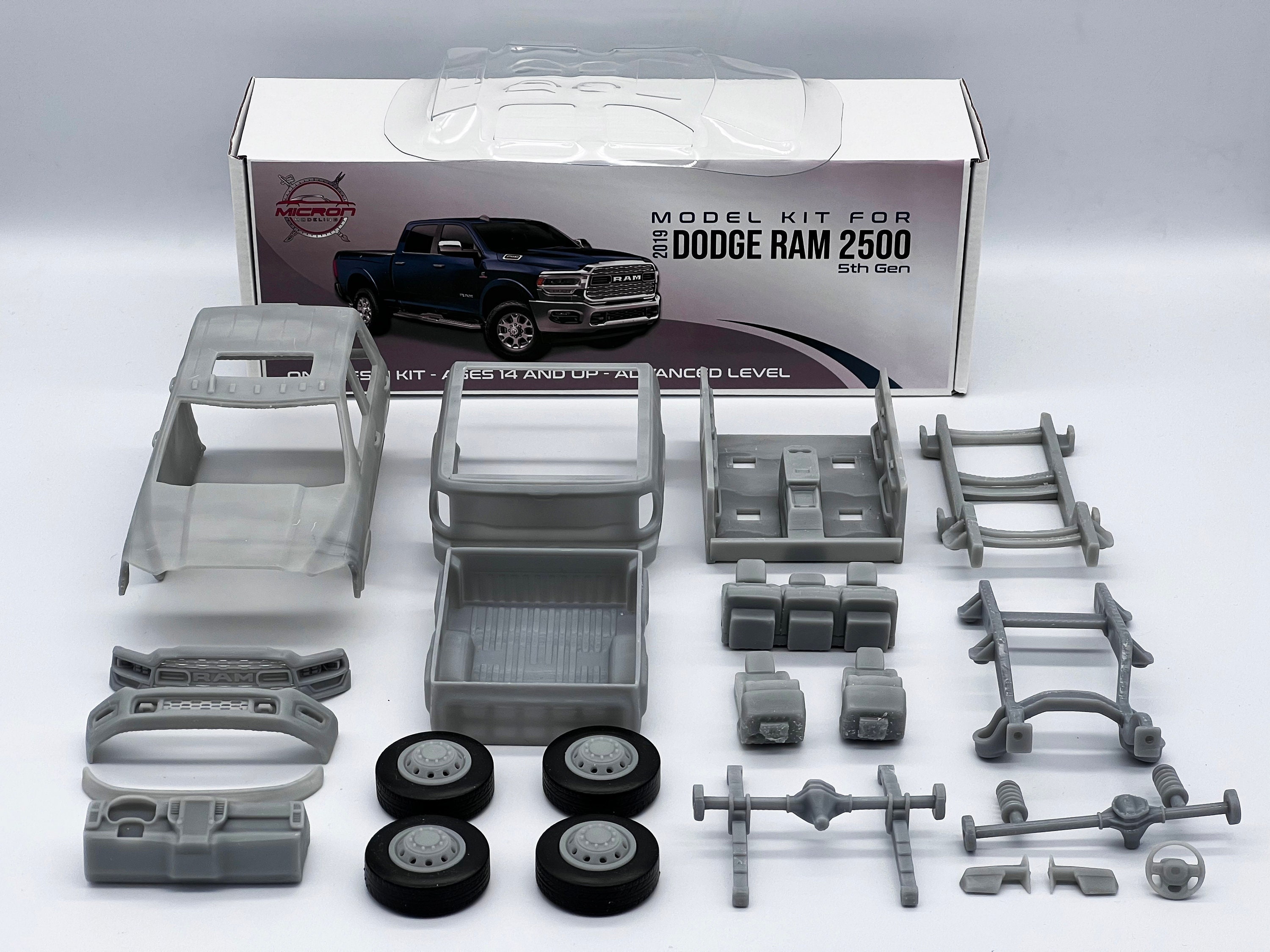 1:25 RAM 2500 5th Gen Resin Model Kit With Rubber Tires and Clear Parts ...