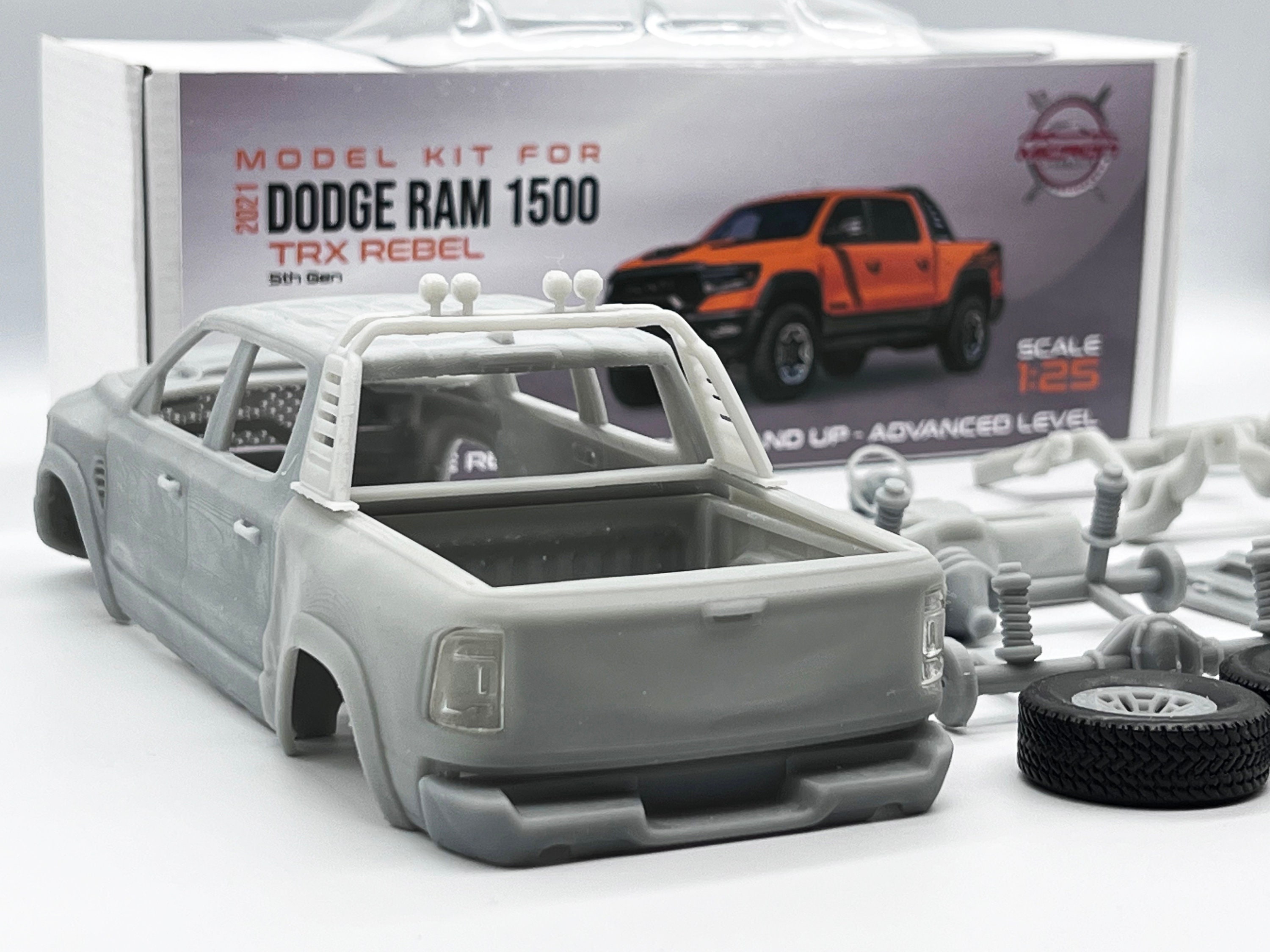 1:25 RAM 1500 TRX Rebel 5th Gen Resin Model Kit With Rubber Tires and ...