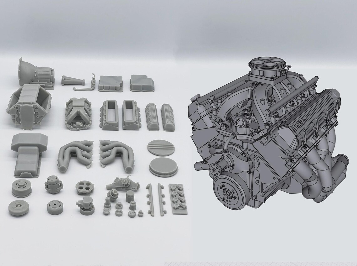 Chevy 632 Crate Engine Kit | Scales 1/64 1/24 1/25 1/18 1/16 1/10 1/8 ...