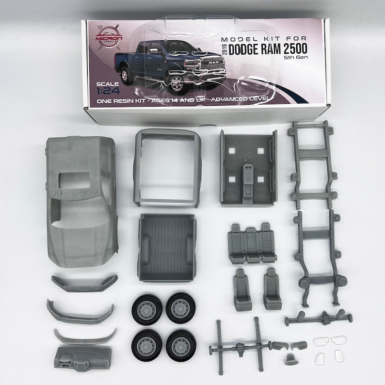 1:25 RAM 2500 5th Gen Resin Model Kit With Rubber Tires and Clear Parts ...