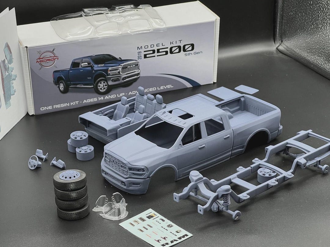 1:25 RAM 2500 5th Gen Resin Model Kit With Rubber Tires and Clear Parts ...