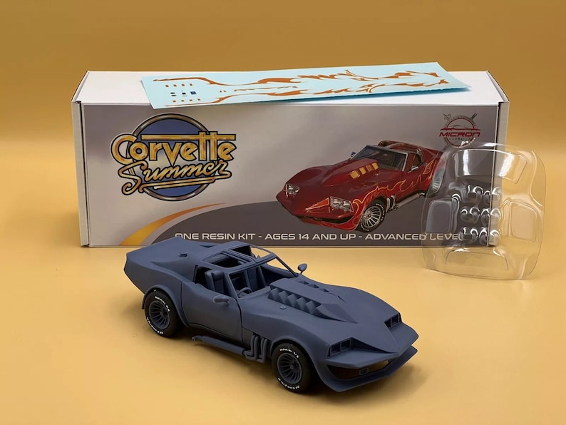 1:25 Corvette Summer Resin Model Kit With Decals, Rubber Tires and ...