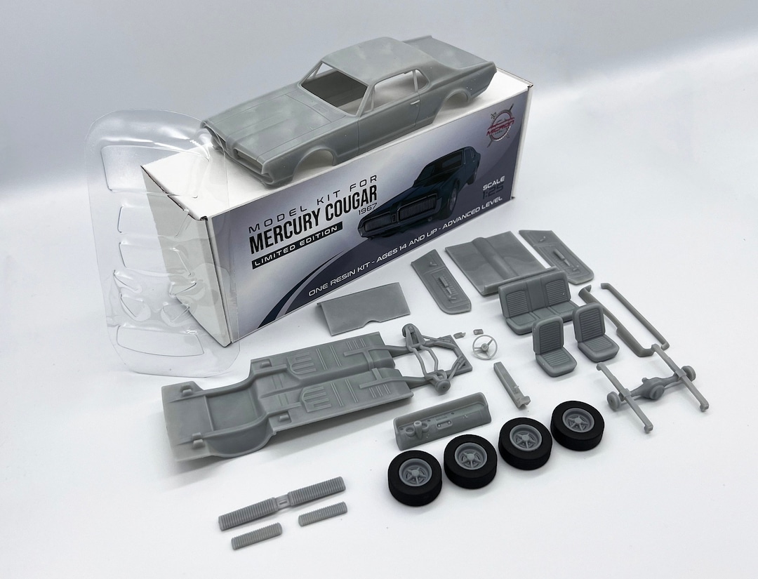 1:24 Mercury Cougar 1967 Model Kit Unpainted Resin Kit With Clear ...