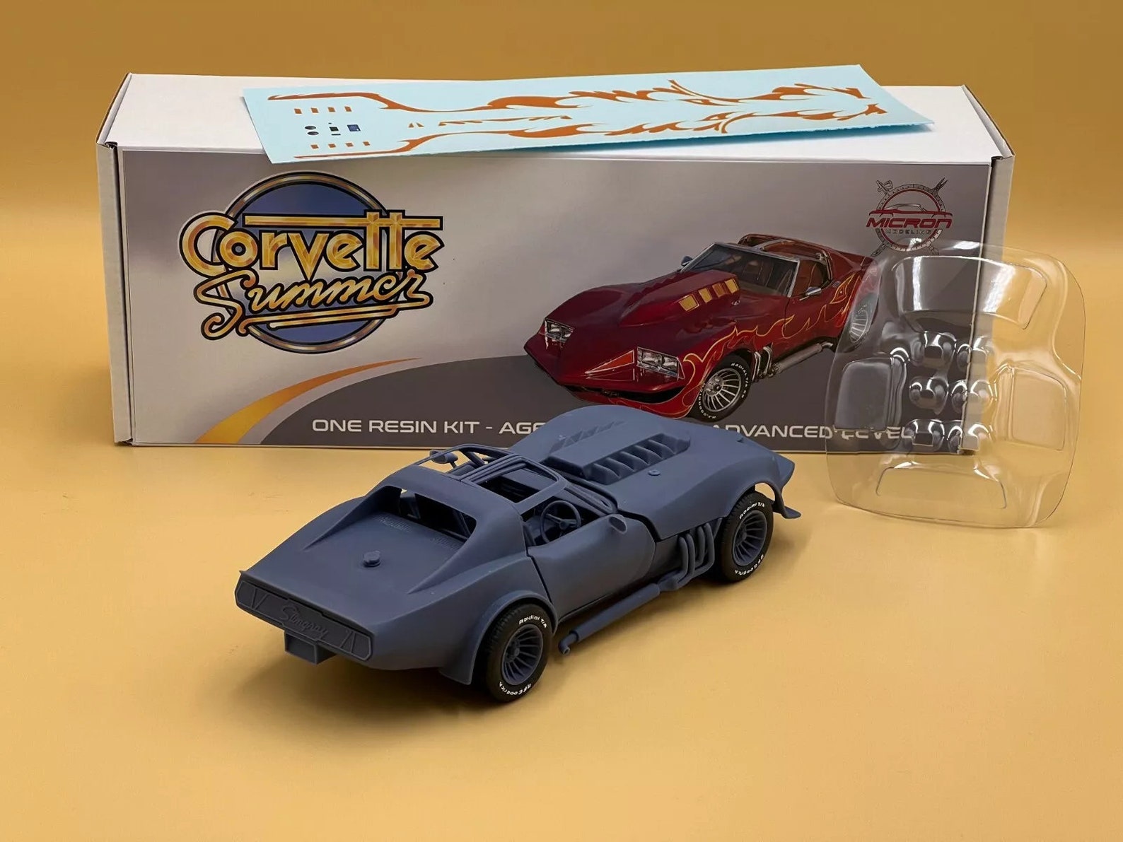 1:25 Corvette Summer Resin Model Kit With Decals, Rubber Tires and ...