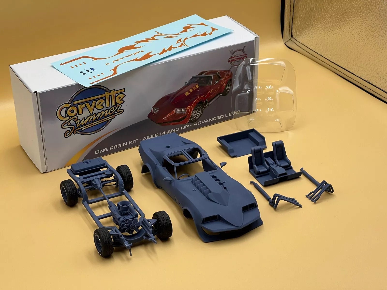 1:25 Corvette Summer Resin Model Kit With Decals, Rubber Tires and ...