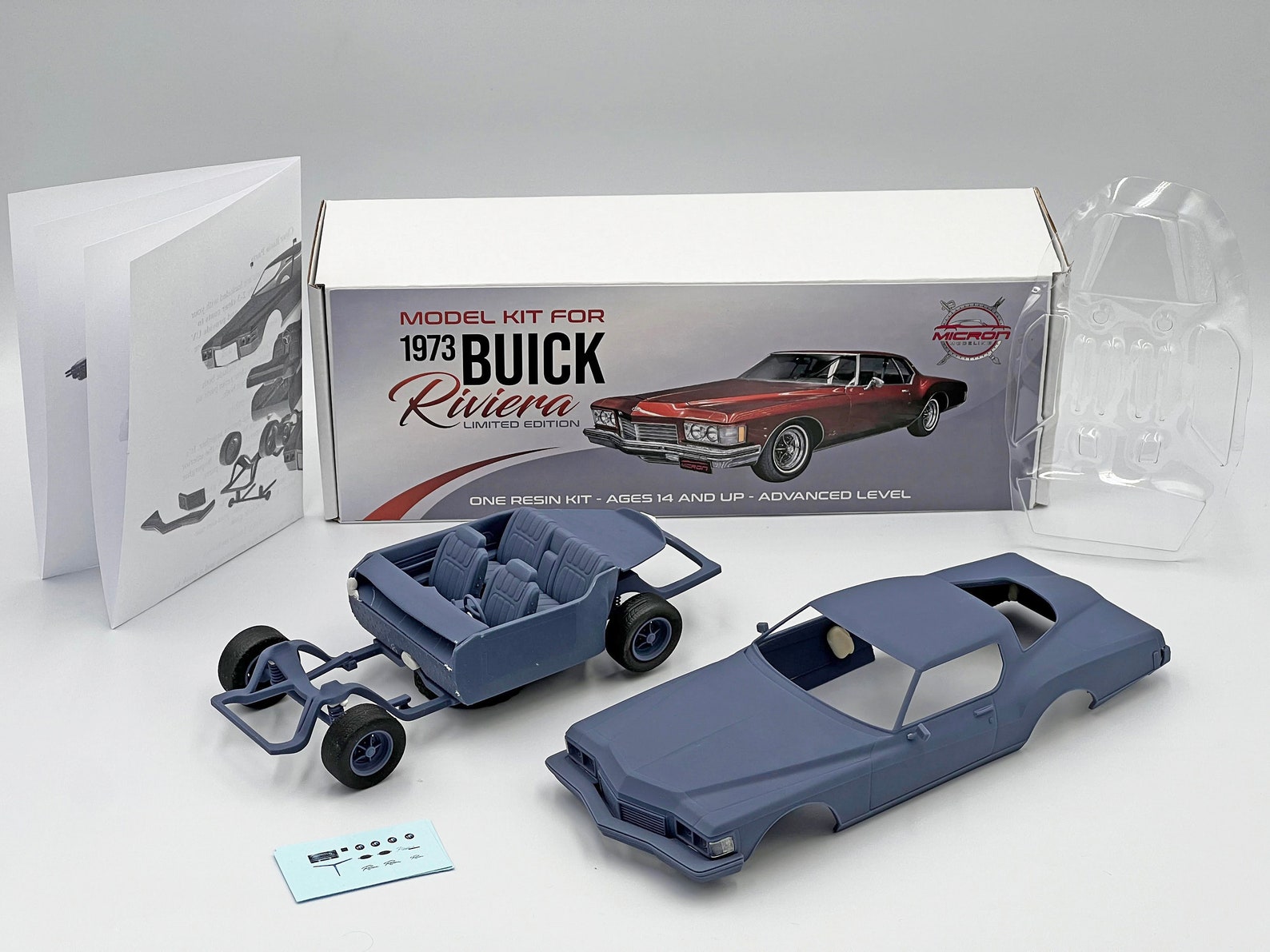 1:25 1973 Buick Riviera Boattail Resin Kit With Windows, Rubber Tires ...