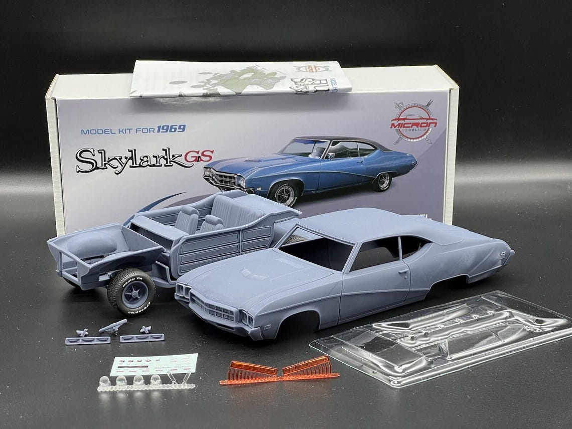 1:25 1969 Buick Skylark GS Resin Model Kit With Rubber Tires and Clear ...