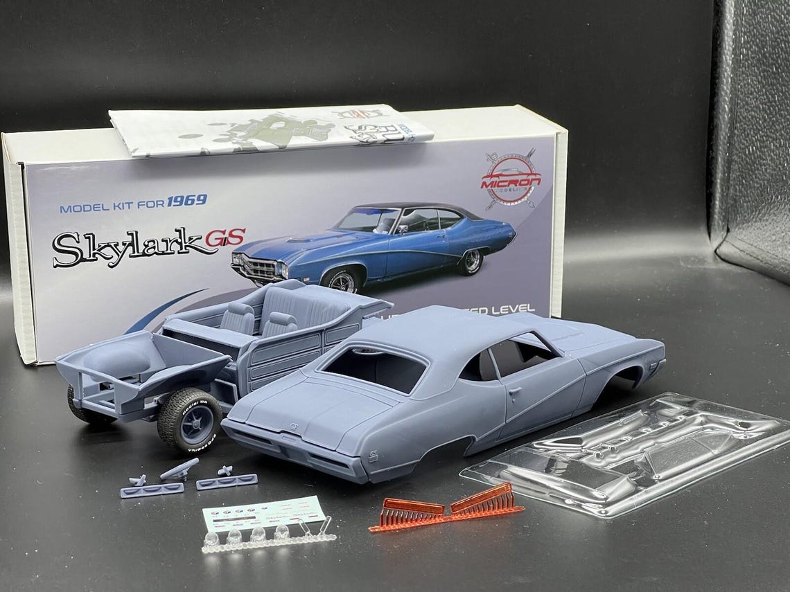 1:25 1969 Buick Skylark GS Resin Model Kit With Rubber Tires and Clear ...