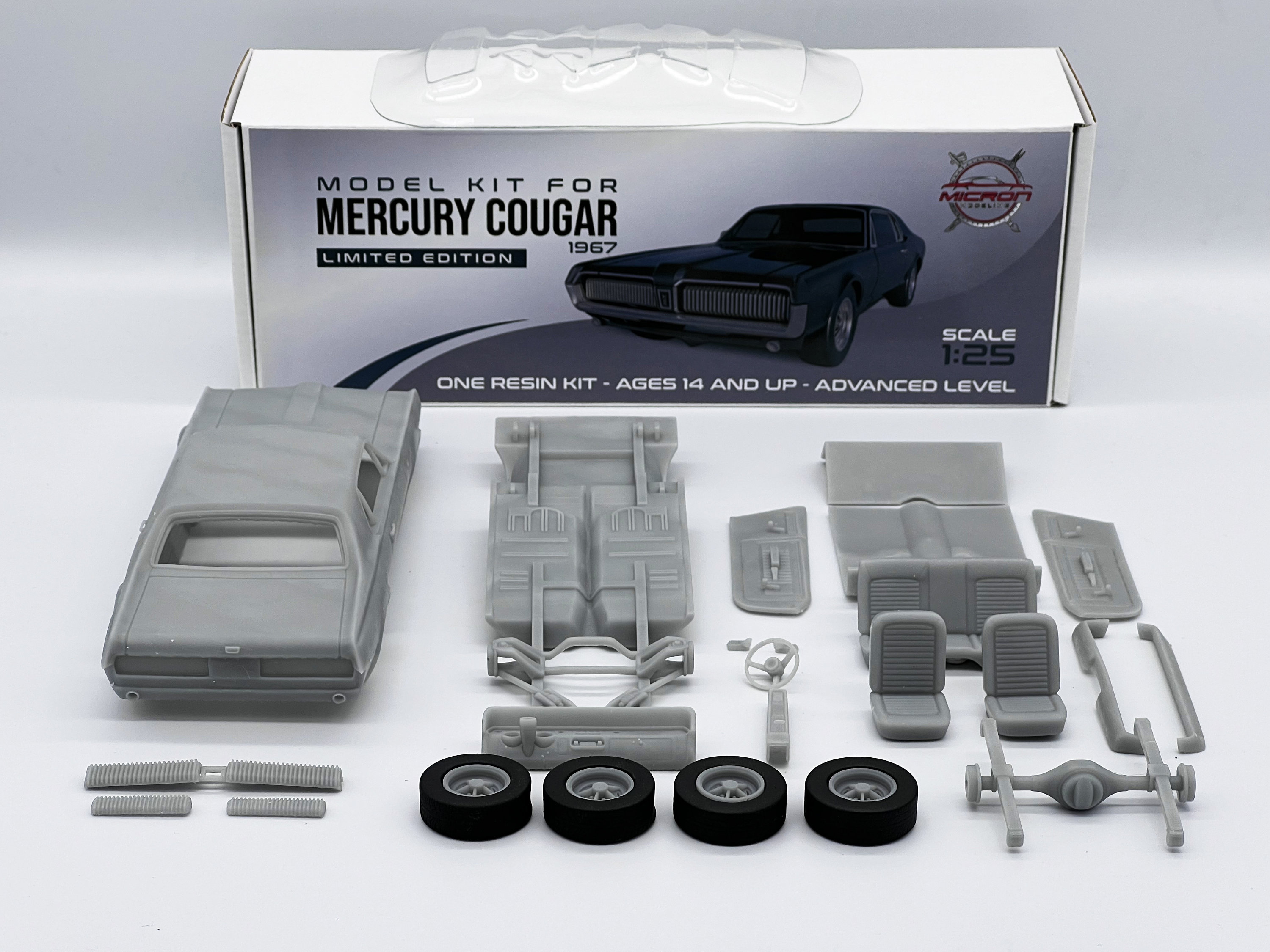 1:24 Mercury Cougar 1967 Model Kit Unpainted Resin Kit With Clear ...