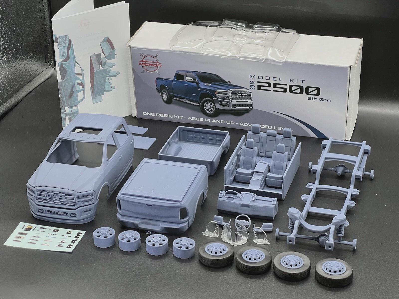 1:25 RAM 2500 5th Gen Resin Model Kit With Rubber Tires and Clear Parts ...