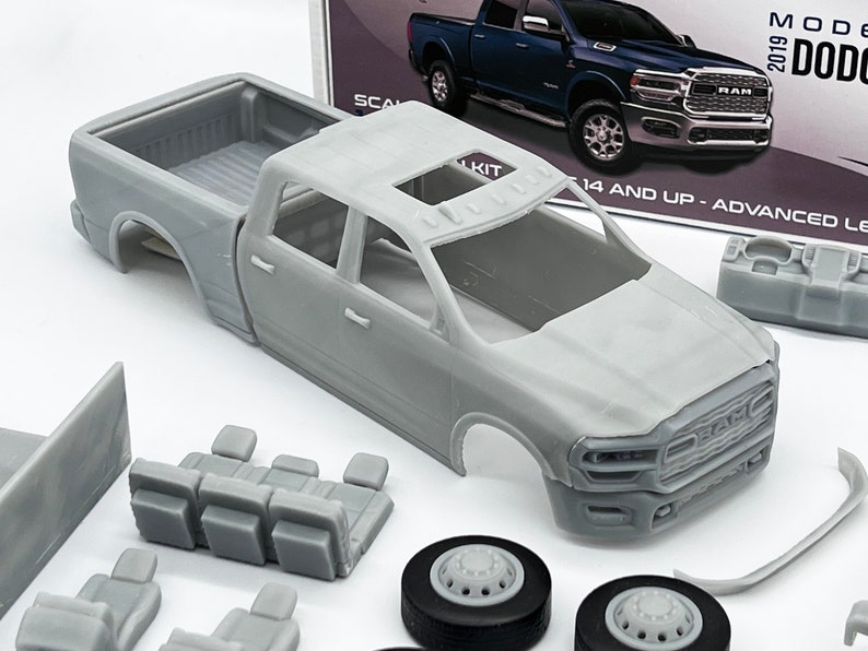 1:25 RAM 2500 5th Gen Resin Model Kit With Rubber Tires and Clear Parts ...