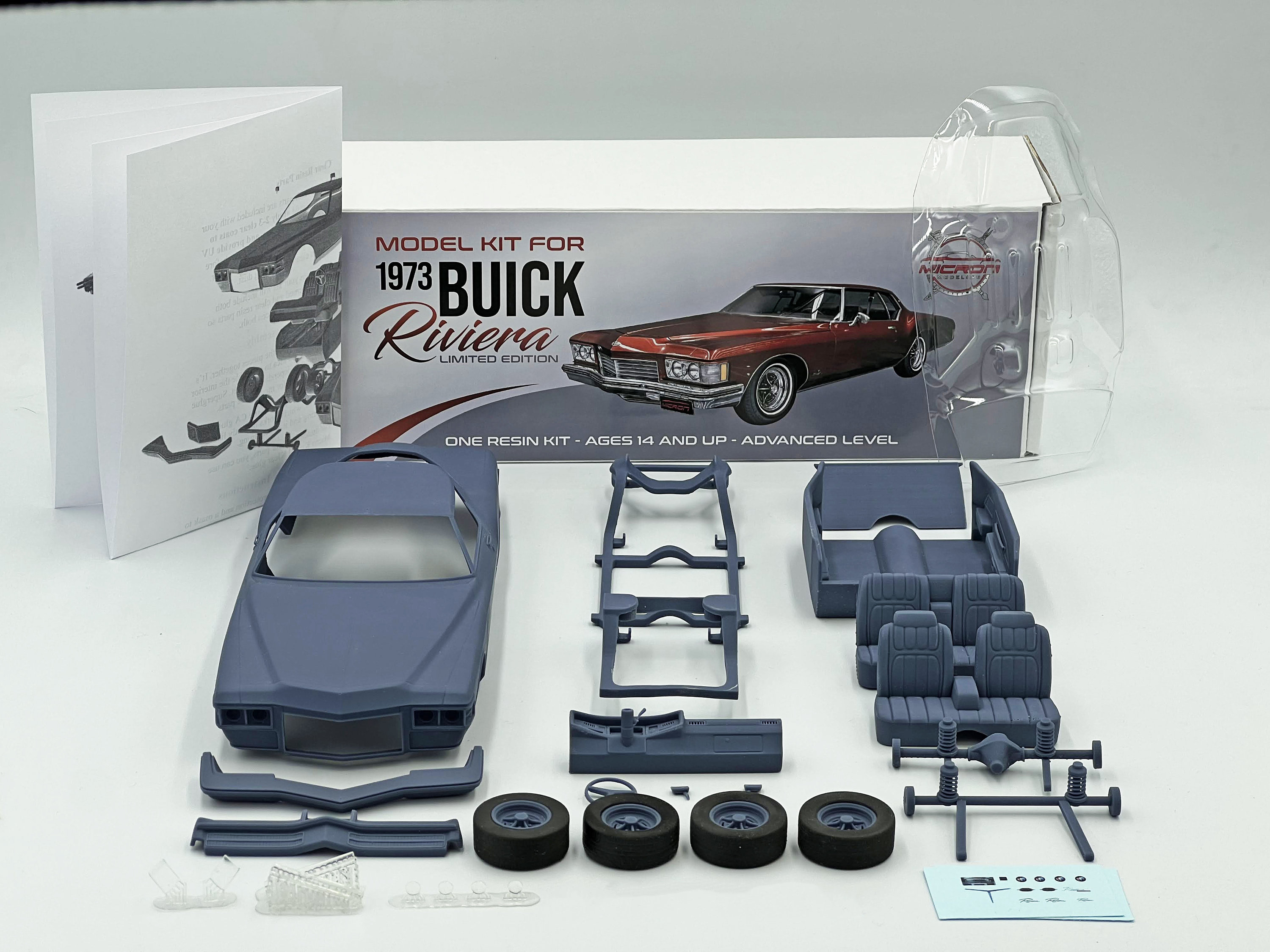 1:25 1973 Buick Riviera Boattail Resin Kit With Windows, Rubber Tires ...