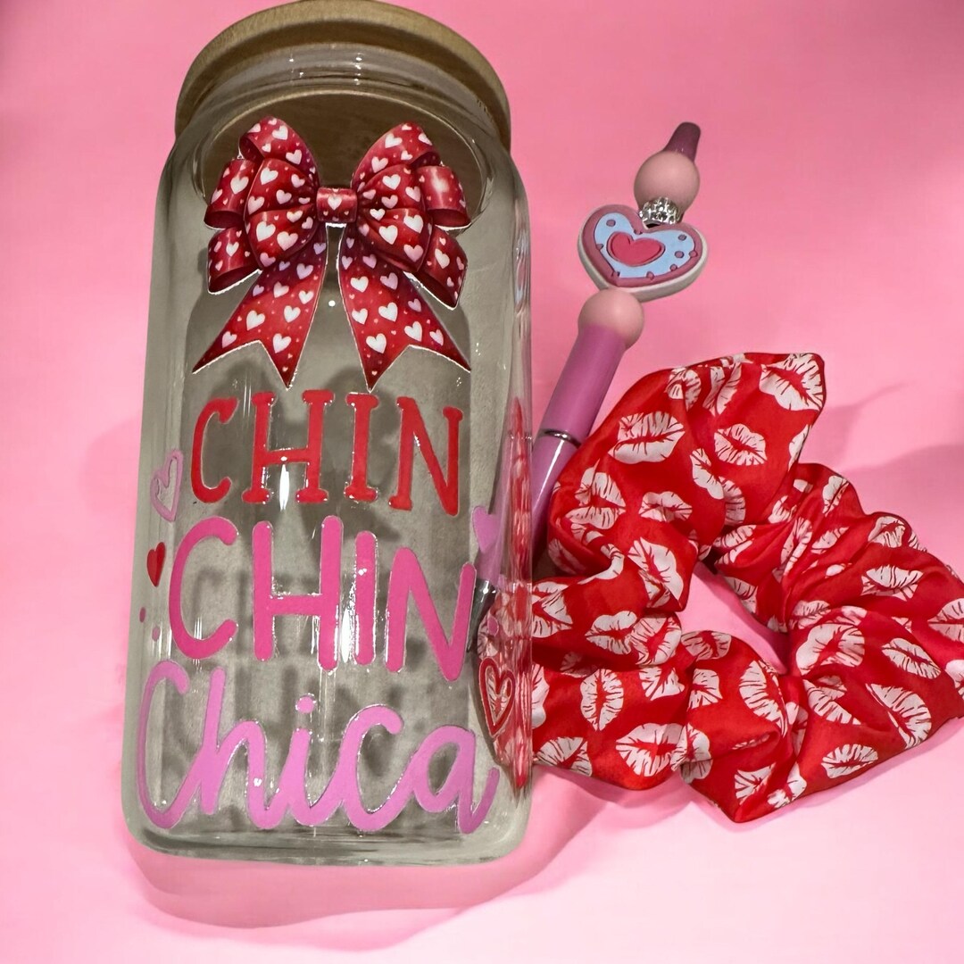 Glass Beer Can Gift Set, Chin, Chin, Chicka, Galentine, Valentine - Etsy