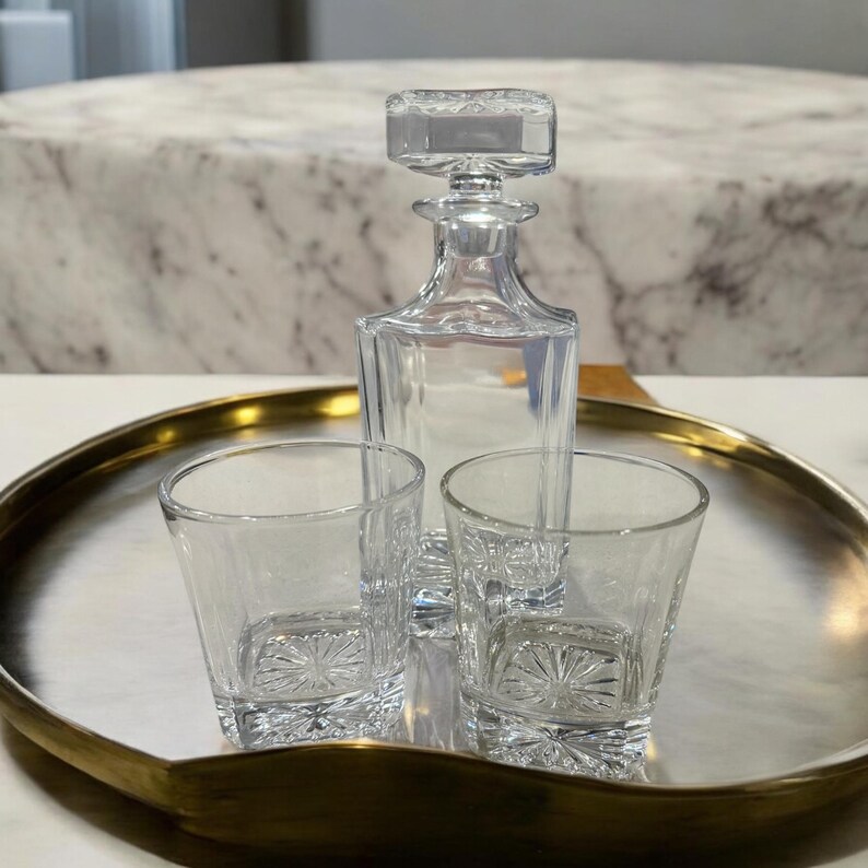 Custom, Wiskey Decanter and Wiskey Rock Glass Set, Gift for Him ...