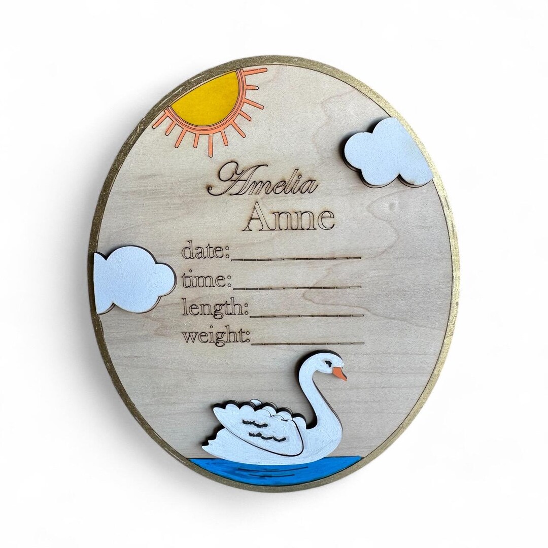 Personalized Swan Birth Announcement Sign: Hand Painted Nursery Decor ...