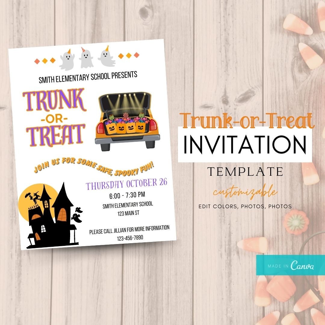 Halloween Trunk or Treat Flyer, Fall Festival Flyer, Harvest Festival ...