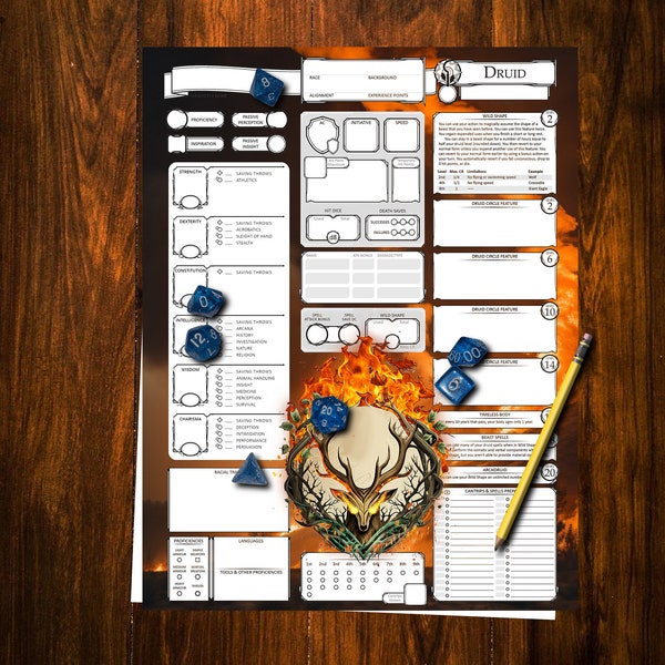 Druid Character Sheet - Etsy